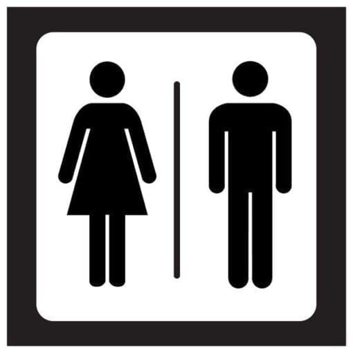 Toilet alle med pil. Piktogram skilt • E-skilte