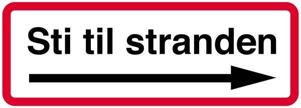 Sti til stranden. Skilt • E-skilte