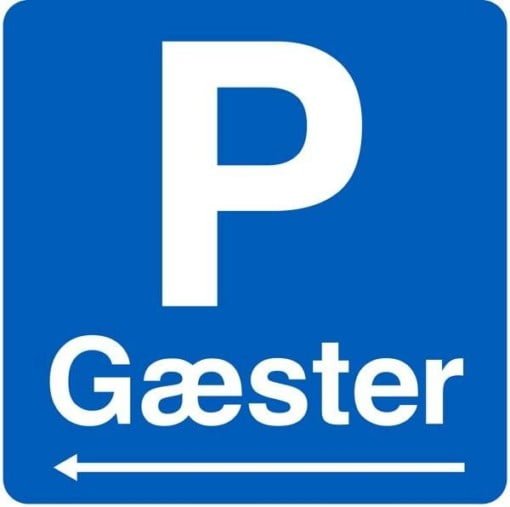 P Gæster (med pil) Skilt • E-skilte