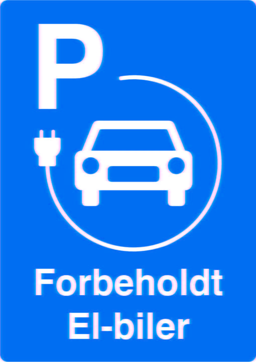 P kun til elbiler. Parkeringsskilt • E-skilte