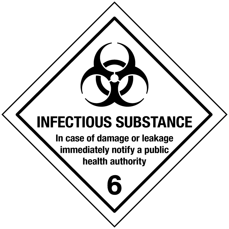 Infectious substance, klasse 6 fareseddel - E-skilte