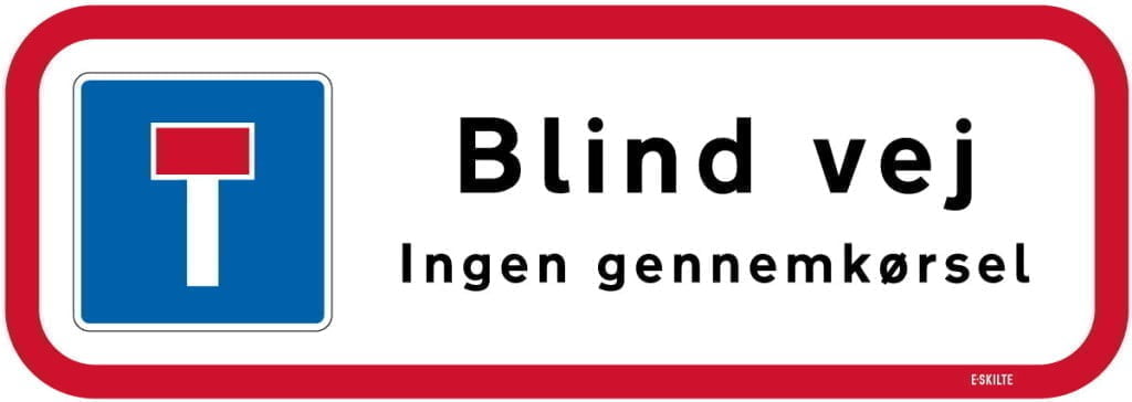 Blind vej skilte • Køb dine skilte til blinde veje her • E-skilte